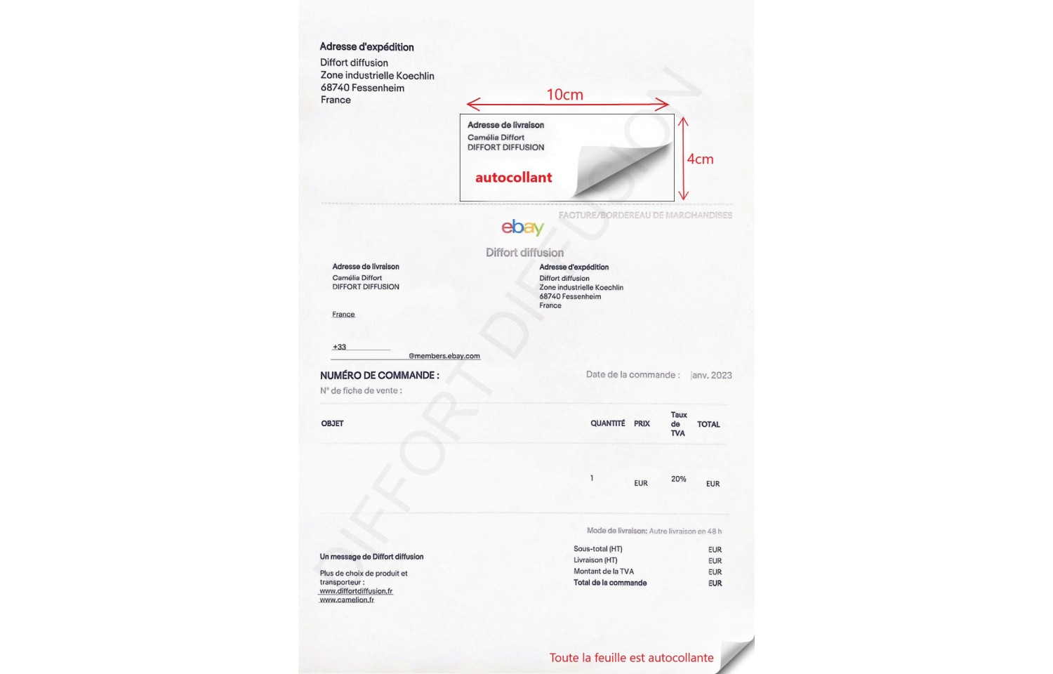 Comment imprimer une facture eBay - Diffort diffusion